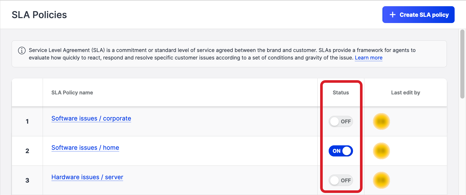 Set Up a Service-level Agreement (SLA) in Care