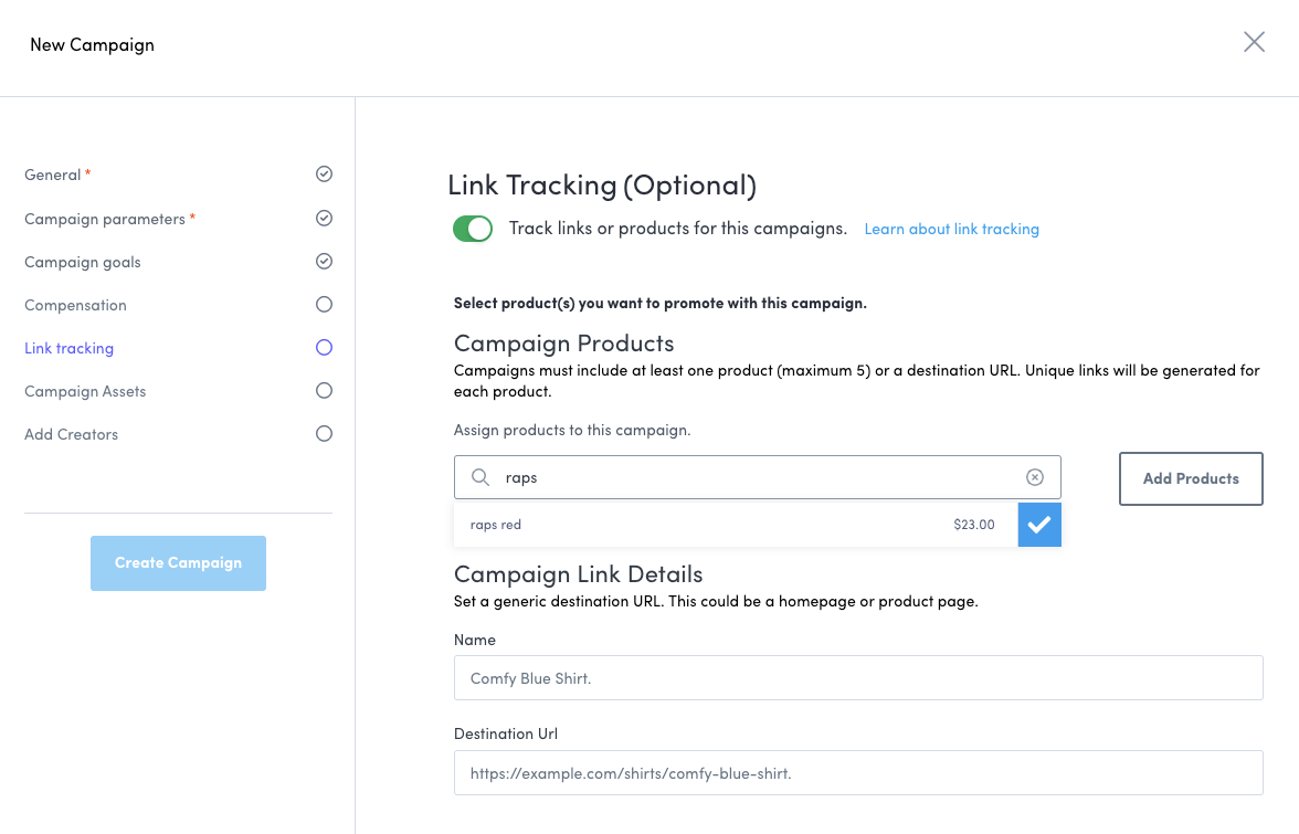 Track Links in a Campaign