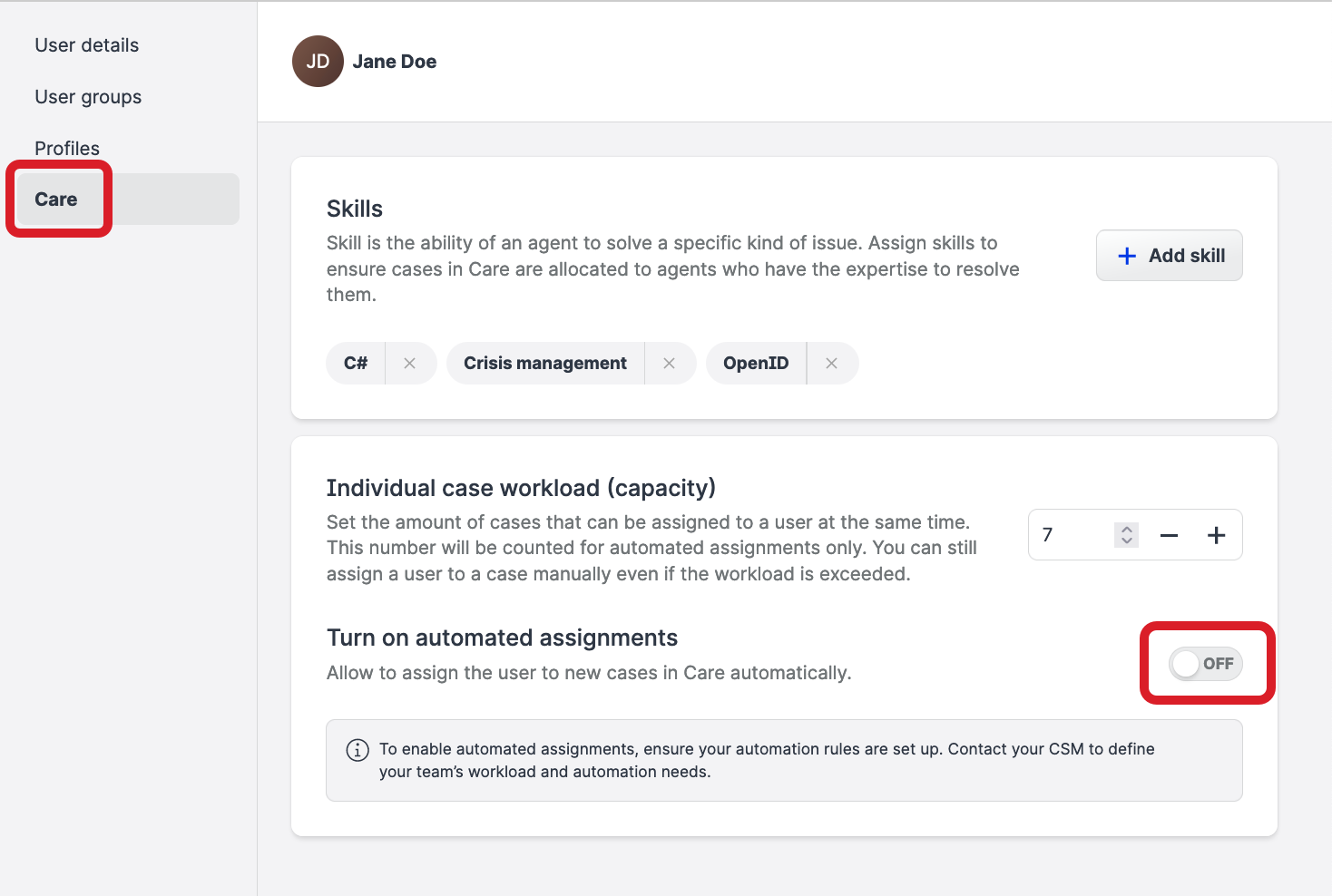 Automatically Assign Cases In Care