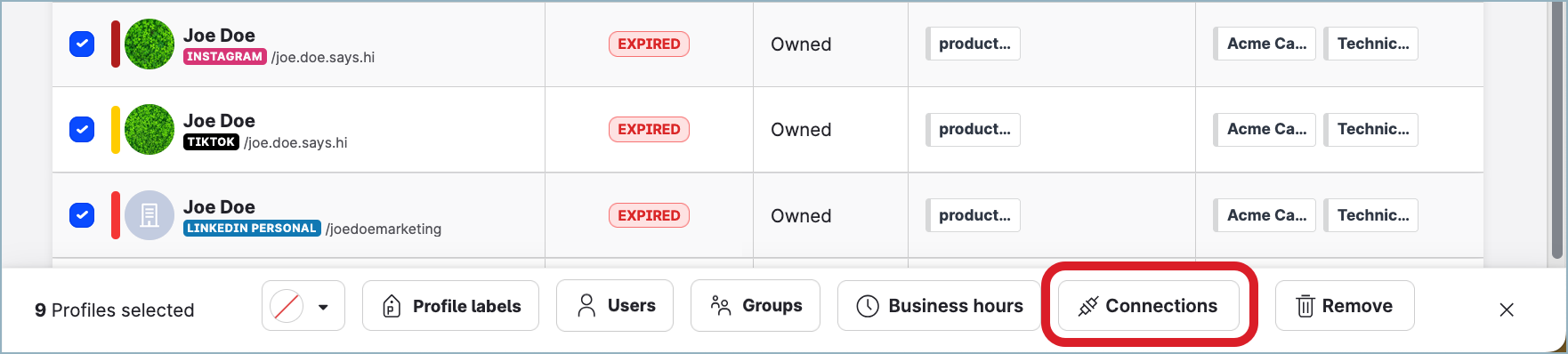 Check and Establish Connections of Owned Profiles