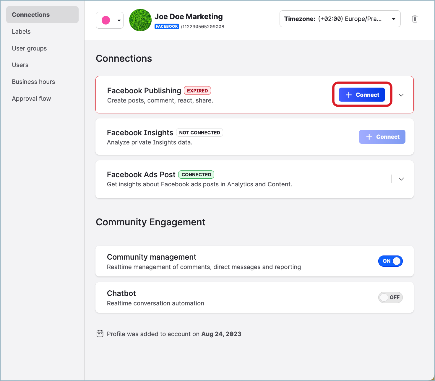 Check and Establish Connections of Owned Profiles