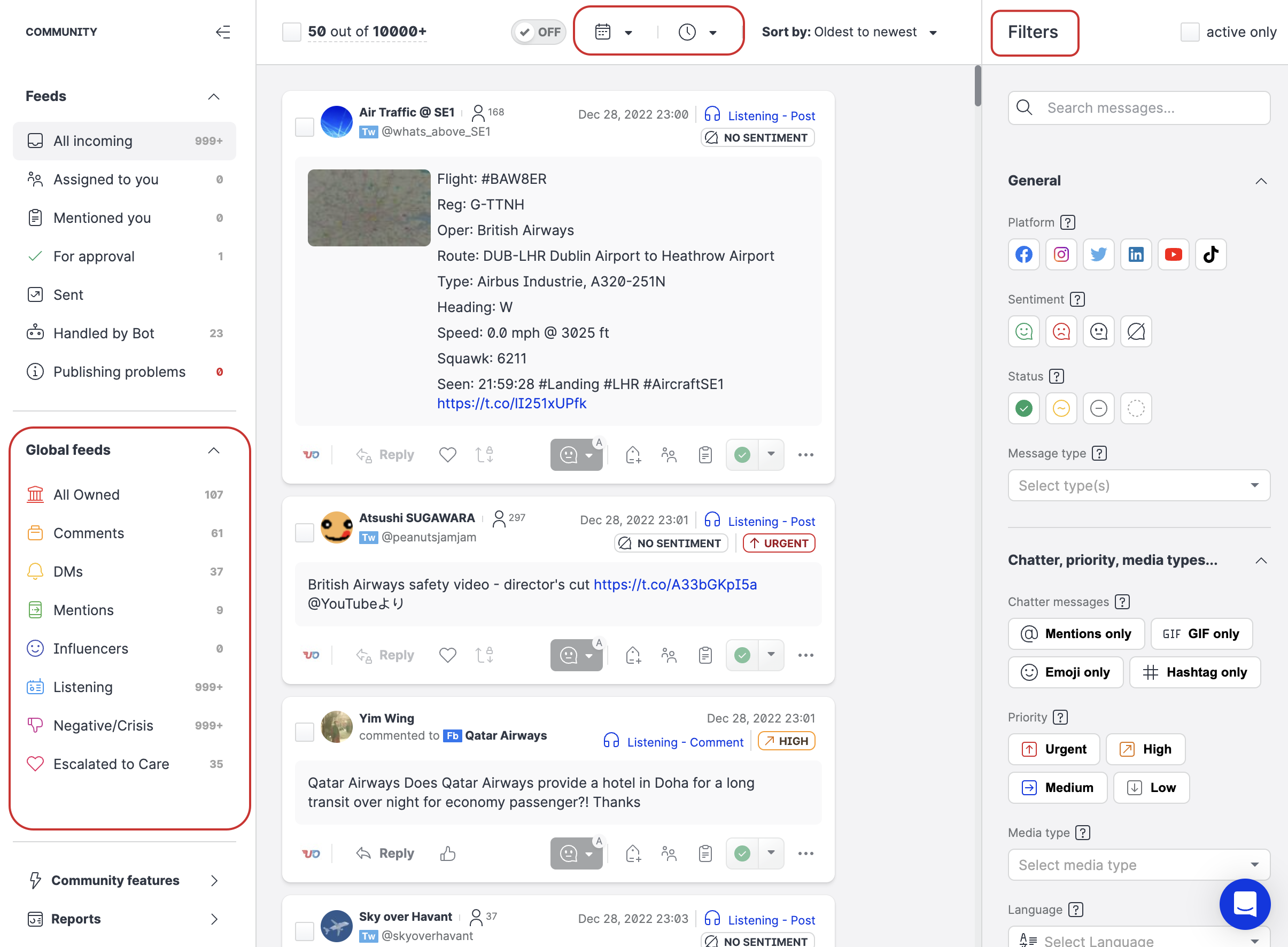 Set Up Filters in Community Feeds
